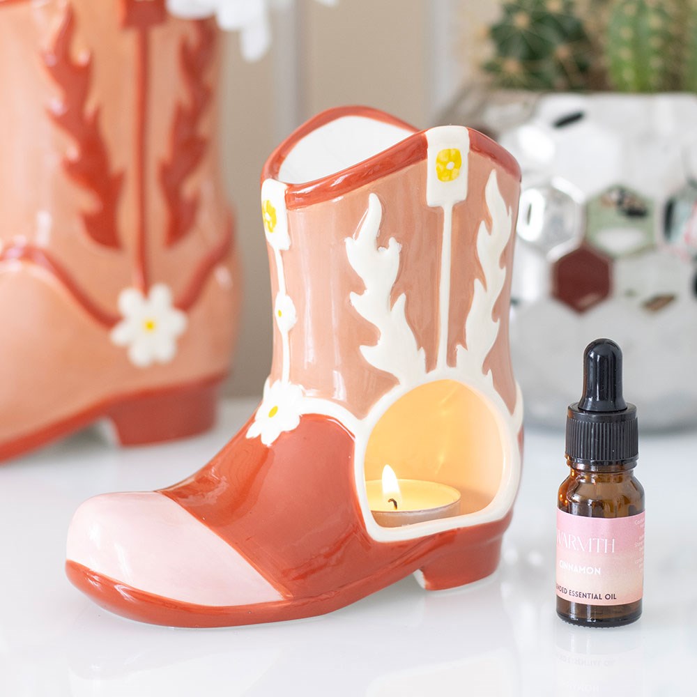 Duftlampe Teelicht "Cowboy Boot" Keramik rot – Roemerkreation
